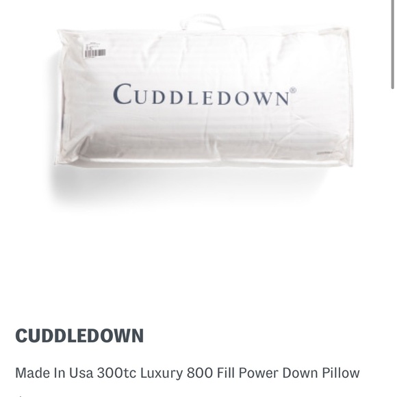 Cuddledown | Bedding | Cuddledown White Luxury Down Pillow | Poshmark